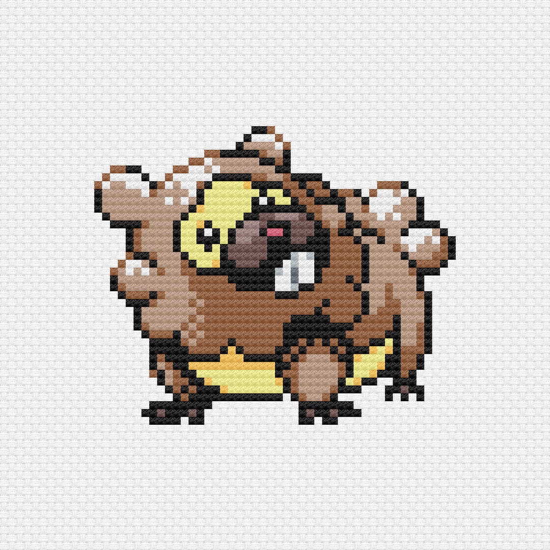 Bidoof Cross Stitch Pattern PDF Instant Download Retro Sprite Switch Game Handheld Pixel Art ...