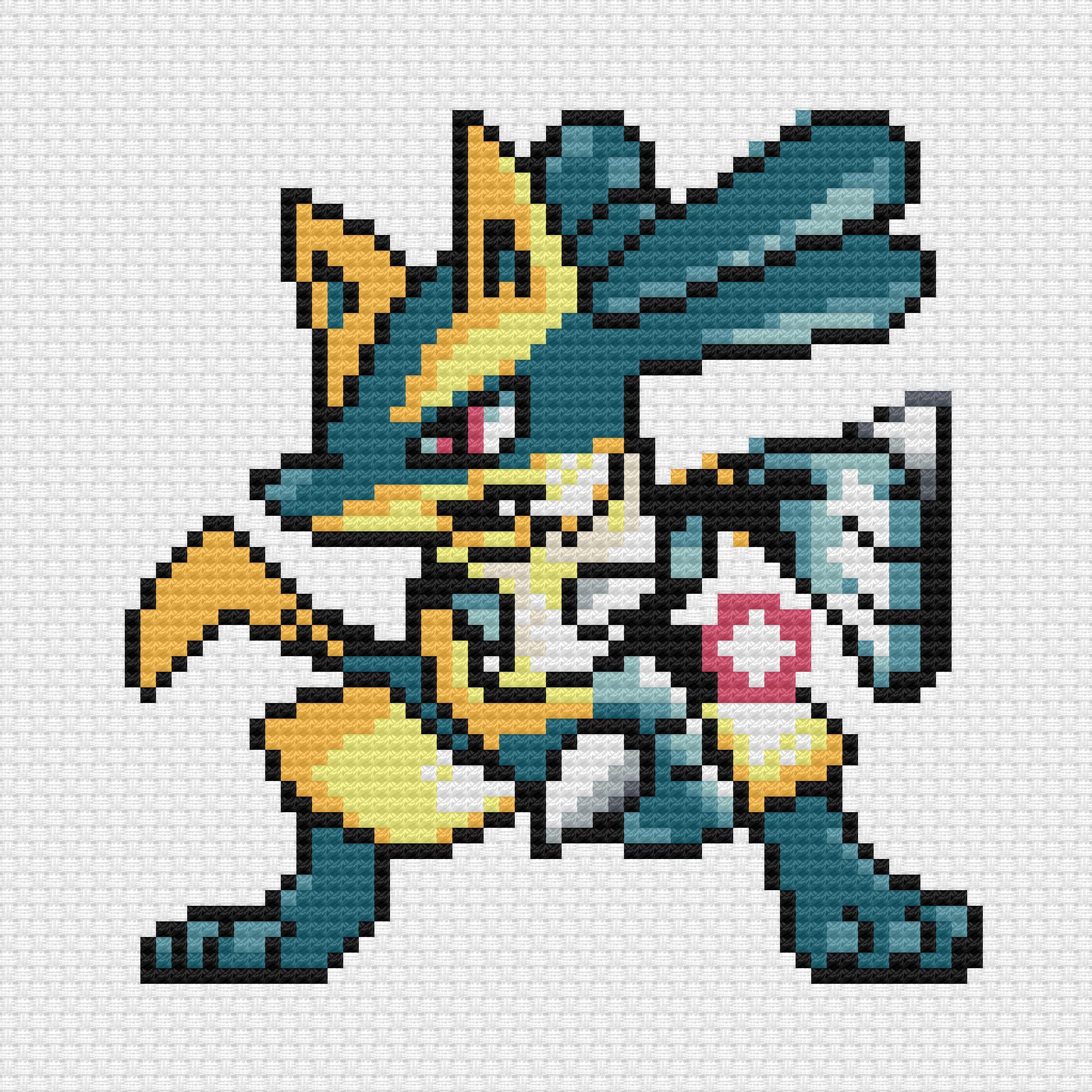 Lucario Pixel Art Template Cohost! #pokémon