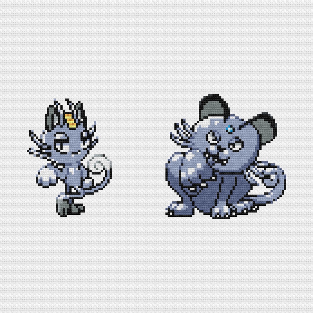 Alolan Meowth Persian Cross Stitch Pattern PDF Instant Download Retro ...