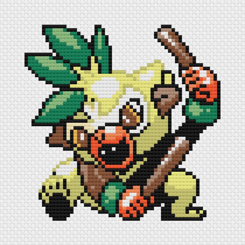 Grookey, Thwackey & Rillaboom Cross Stitch Patterns: Retro Game Sprites ...
