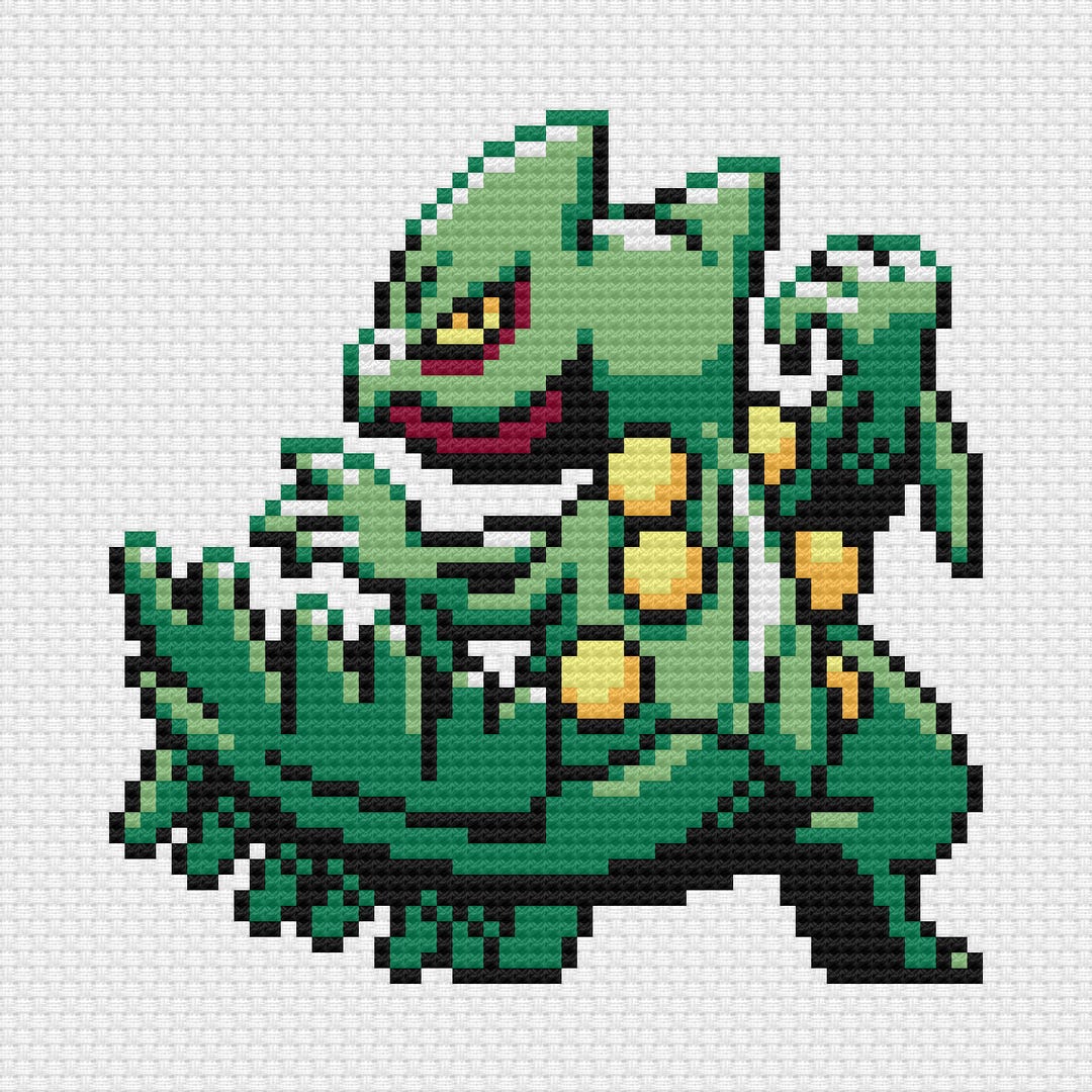 Sceptile Cross Stitch Pattern PDF Instant Download Retro Sprite Switch ...