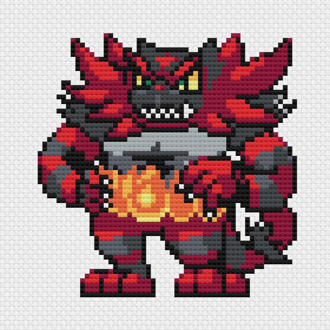 Incineroar Cross Stitch Pattern PDF Instant Download Retro Sprite ...