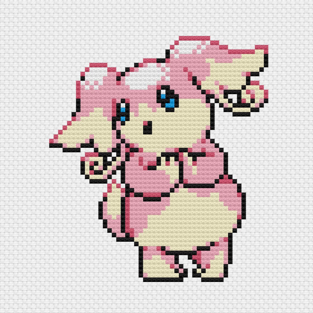 Audino Cross Stitch Pattern: Retro Game Sprite (PDF Download) - Etsy