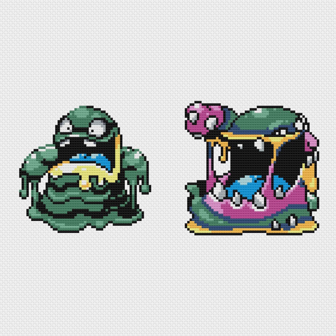 Alolan Grimer & Alolan Muk Cross Stitch Patterns: Retro Game Sprites ...