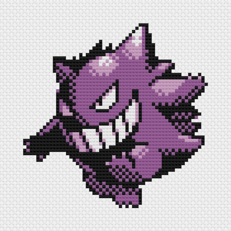 Gengar Cross Stitch Pattern: Retro Game Sprite (PDF Download) - Etsy