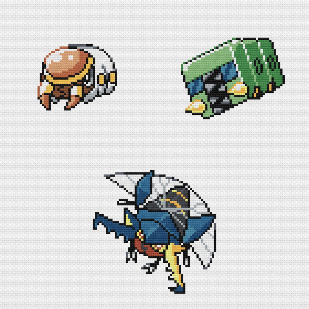 Grubbin Charjabug Vikavolt Cross Stitch Patterns PDF Instant Download ...