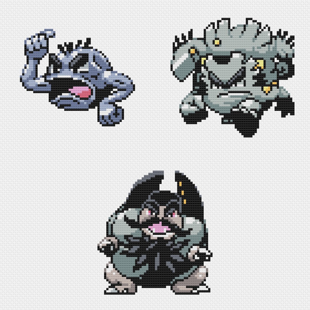 Alolan Geodude Evolution Cross Stitch Patterns: Retro Game Sprites (PDF ...