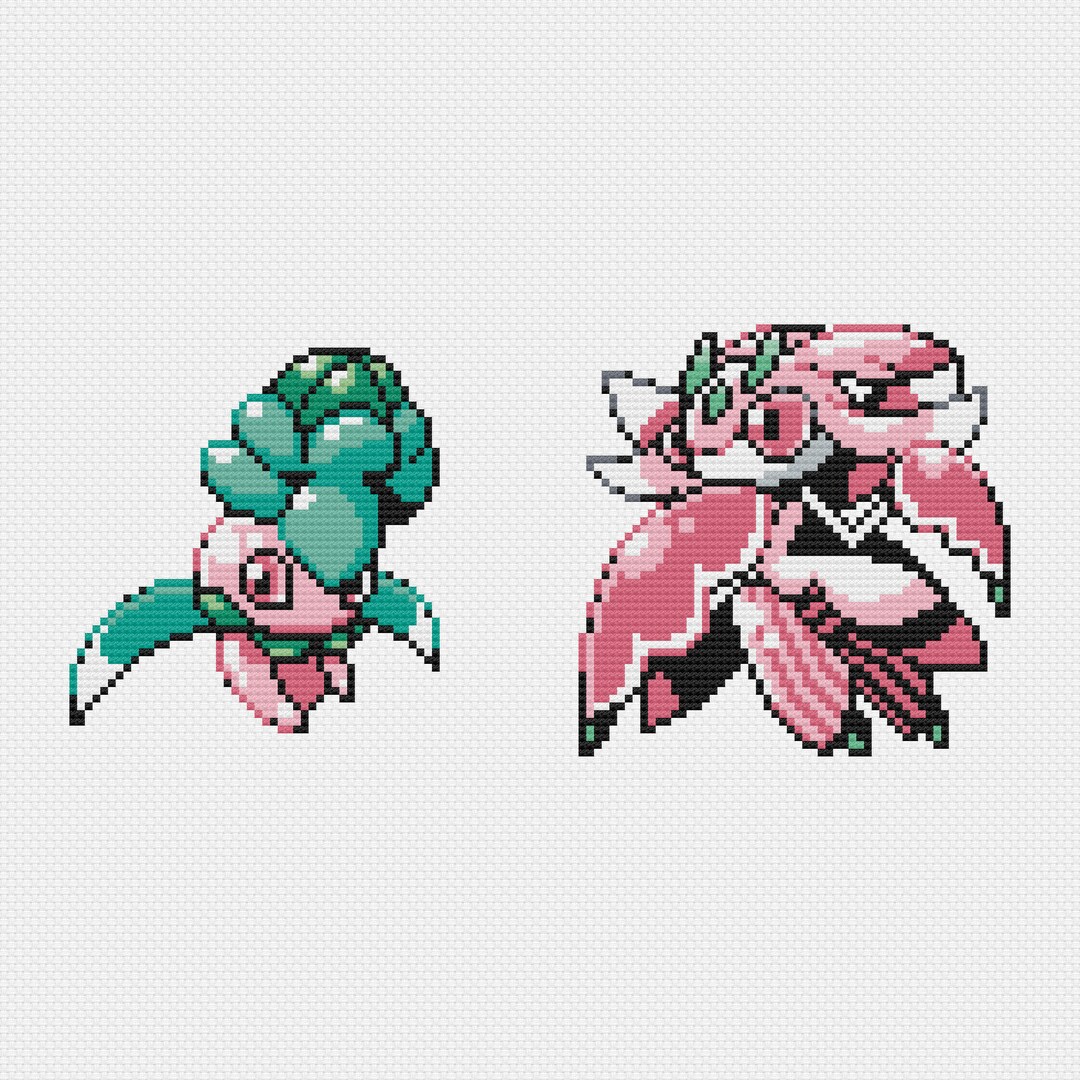 Fomantis & Lurantis Cross Stitch Patterns: Retro Game Sprites (PDF ...