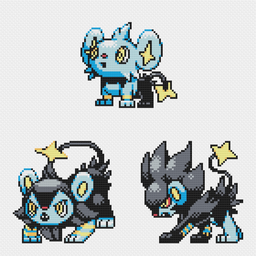 Shinx Luxio Luxray Cross Stitch Pattern PDF Instant Download Retro ...