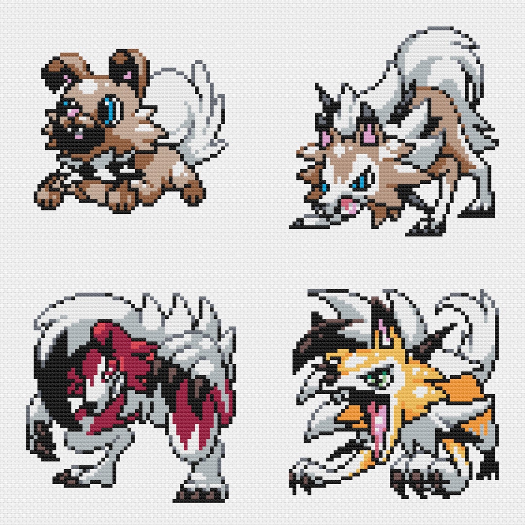 Rockruff Lycanrock Cross Stitch Patterns PDF Instant Download Retro ...