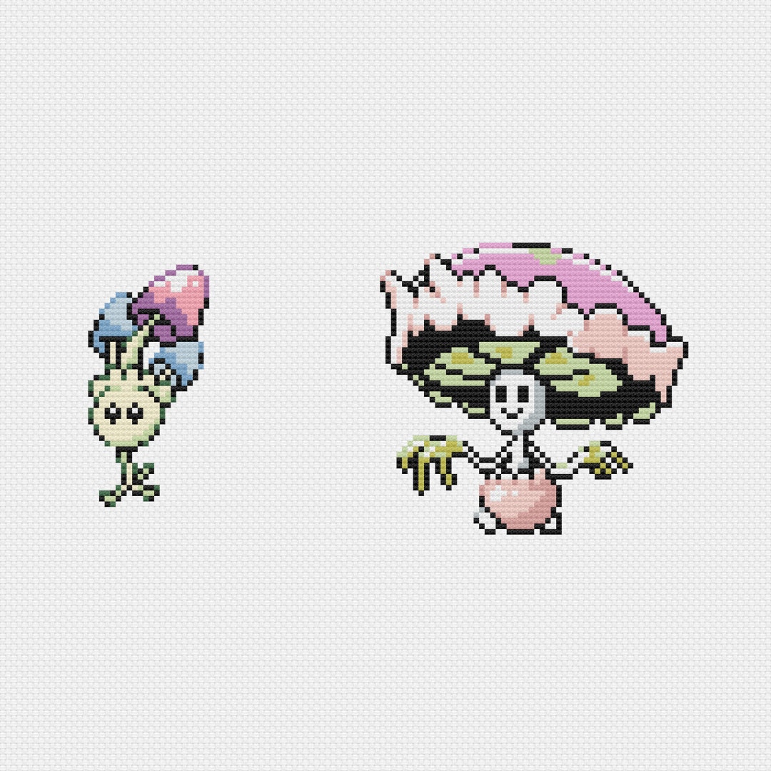 Morelull & Shiinotic Cross Stitch Patterns: Retro Game Sprites (PDF ...