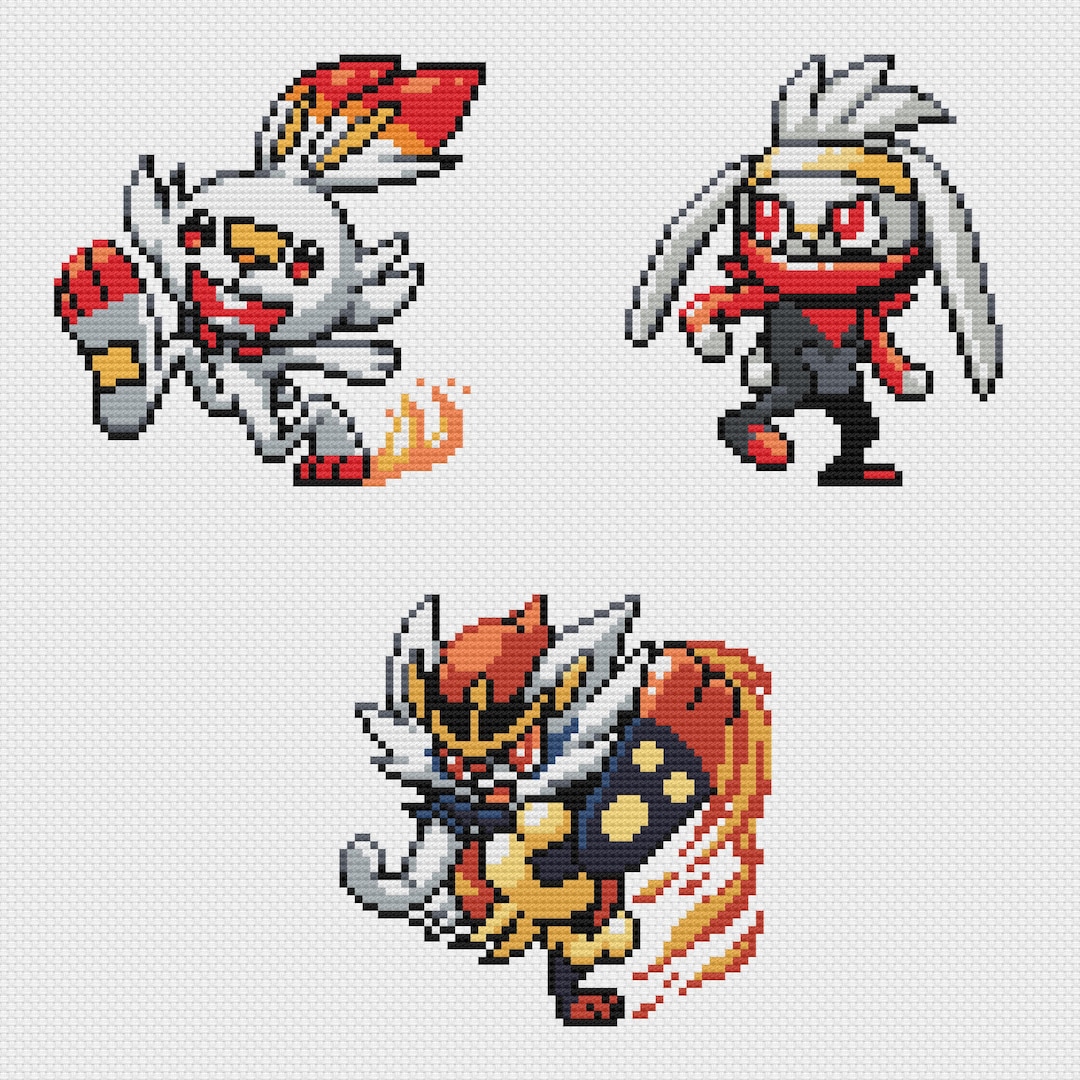 Scorbunny Raboot Cinderace Cross Stitch Pattern PDF Instant Download ...