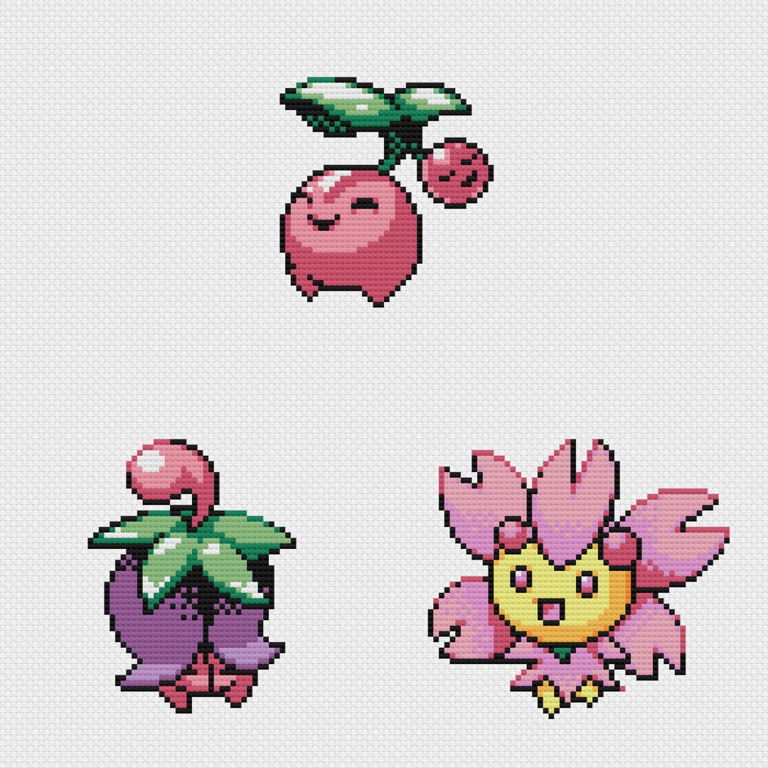 Cherubi Cherrim Cross Stitch Pattern PDF Instant Download Retro Sprite ...