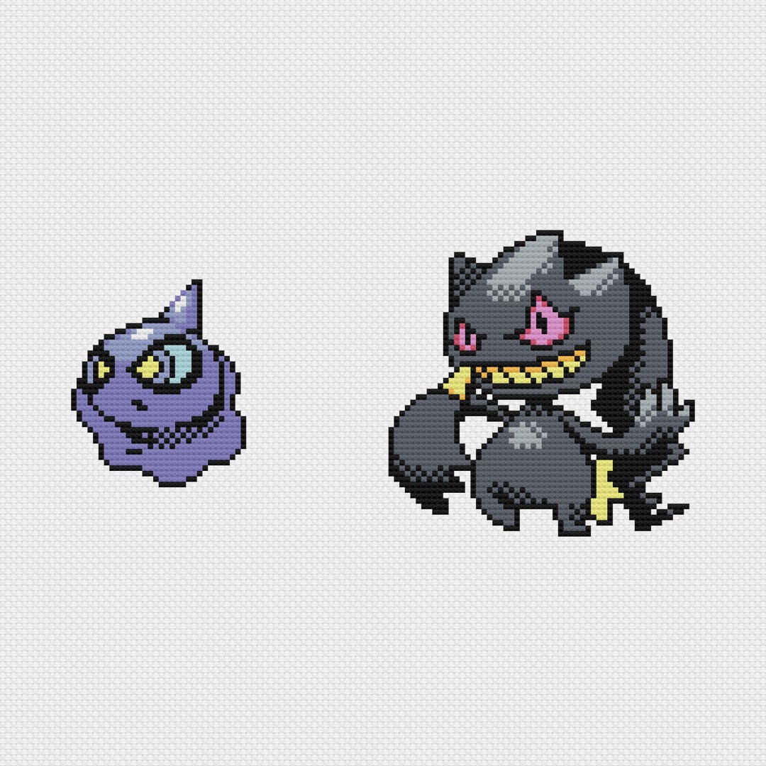 Shuppet & Banette Cross Stitch Patterns: Retro Game Sprites (PDF ...