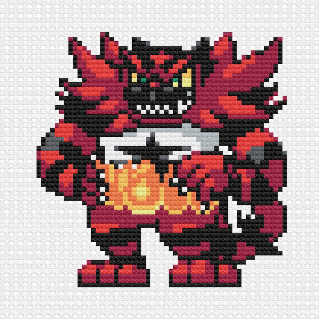 Incineroar Cross Stitch Pattern PDF Instant Download Retro Sprite ...