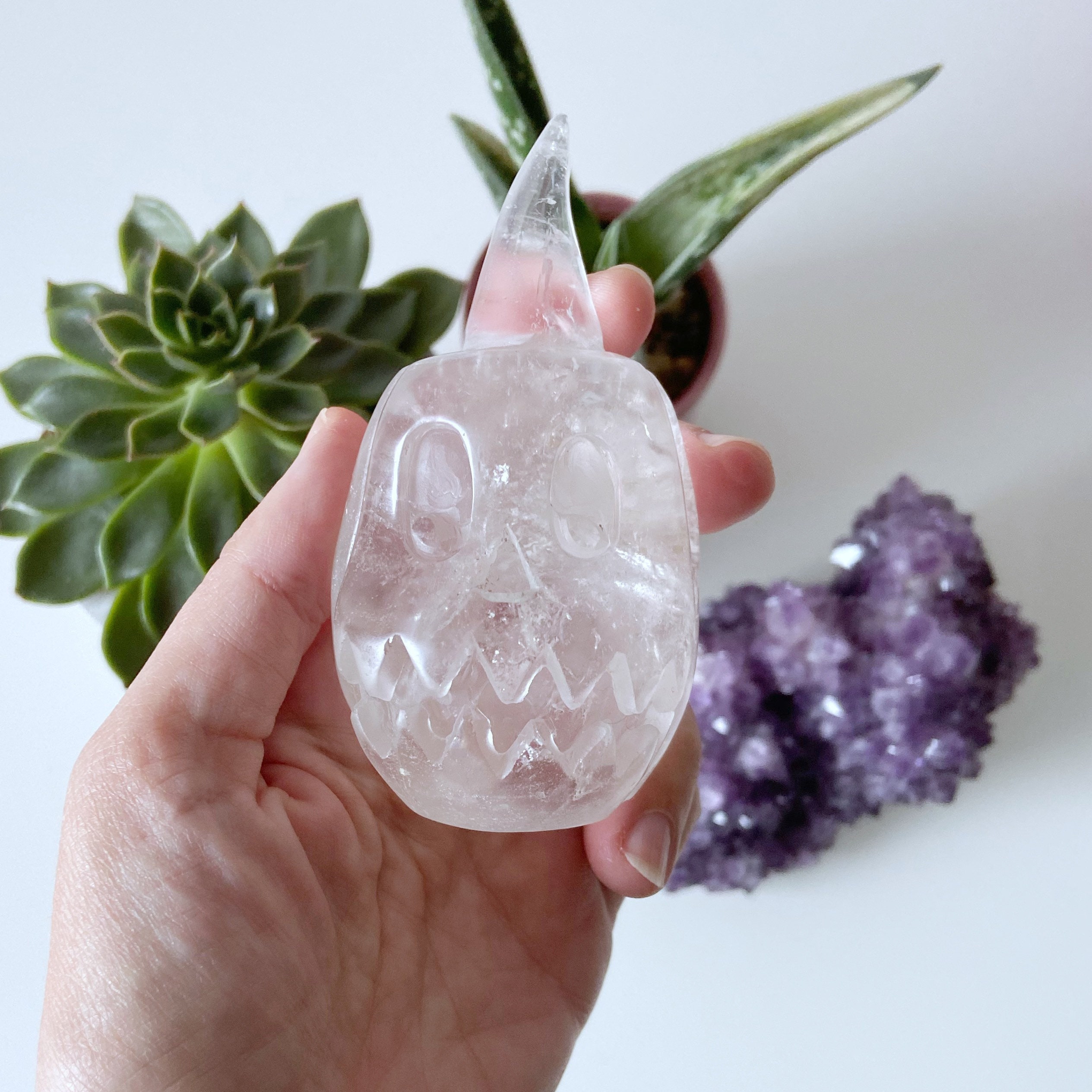 Buy Clear Quartz Crystal Pumpkin Healing Crystal Halloween Decor Online ...