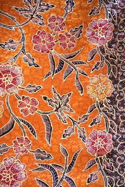 Orange Floral Batik Fabric - Etsy