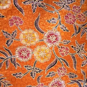 Orange Floral Batik Fabric - Etsy