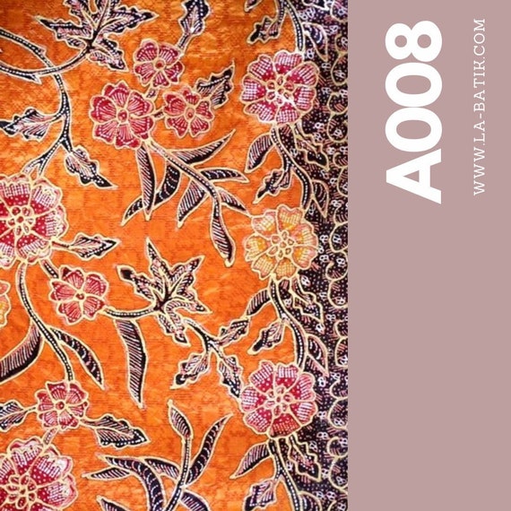 Orange Floral Batik Fabric - Etsy