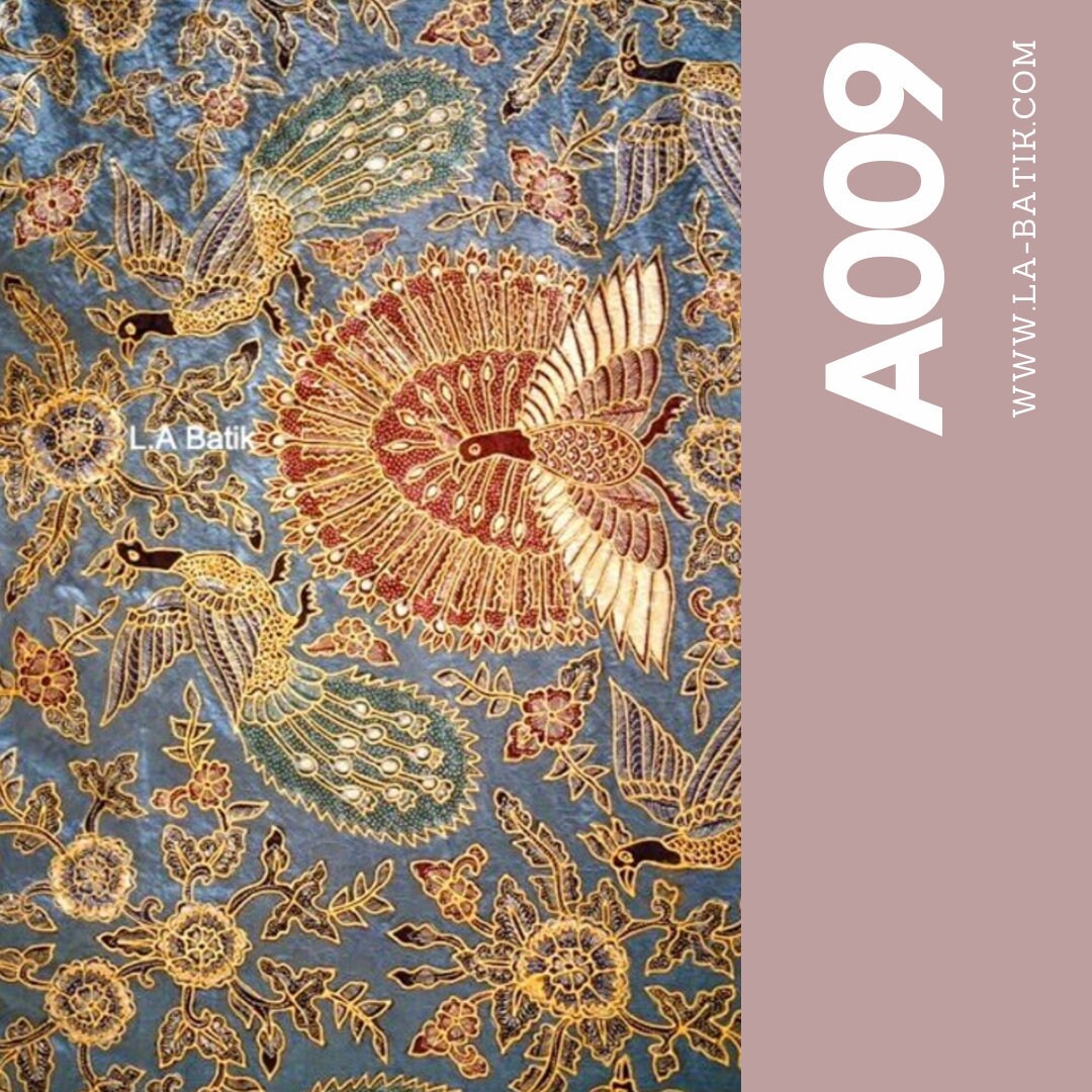 Batik Beige Peacock on Light Blue Fabric - Etsy