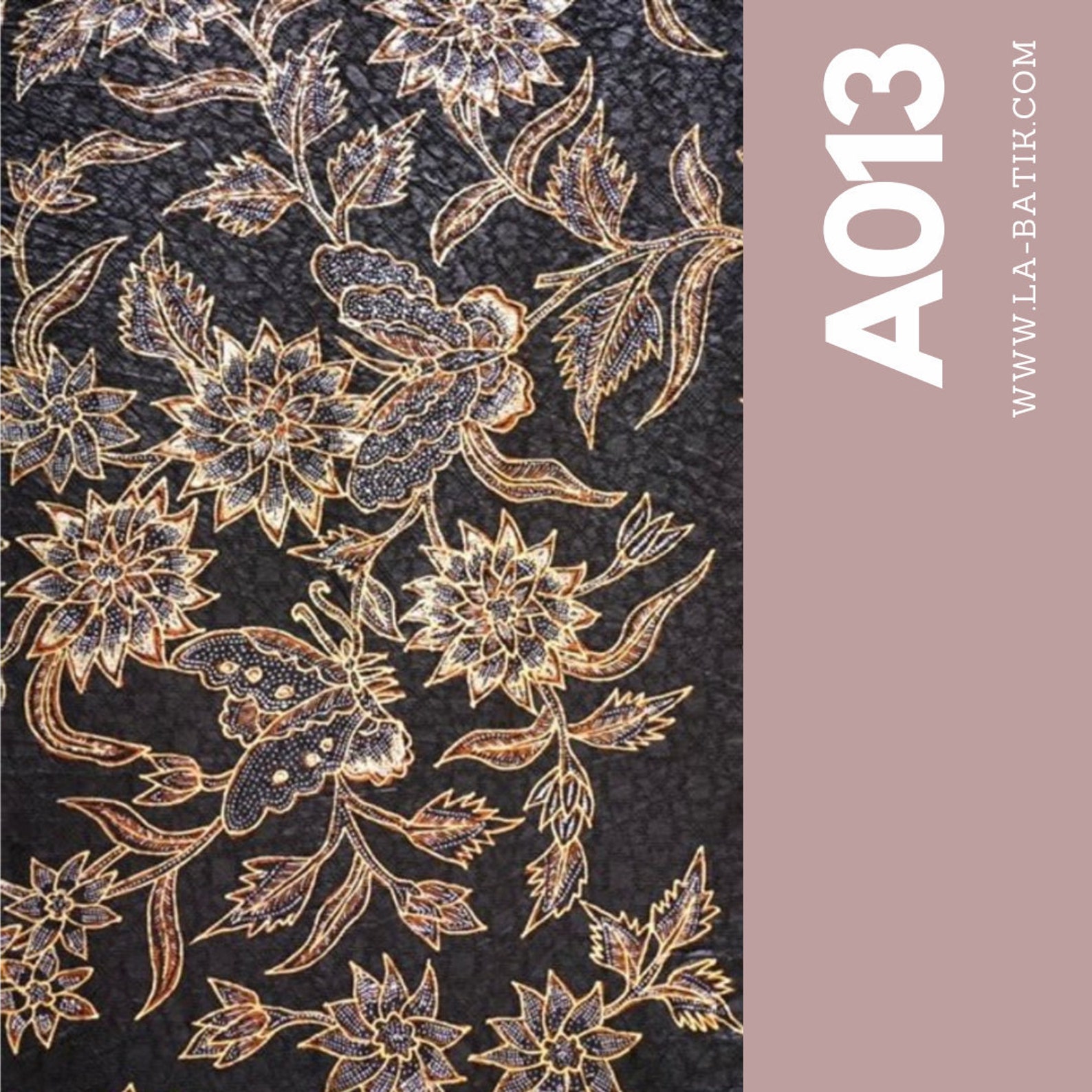 Black Handmade Indonesian Batik With Gold and Brown Butterly Pattern - Etsy