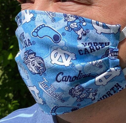 UNC Tarheels 3 Patterns Available Reusable Face Mask, Courtesy Mouth ...