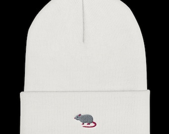 Fancy Rat Beanie, Embroidered Rattie Knit Hat, Rat Lover Gifts, Rat Mom ...