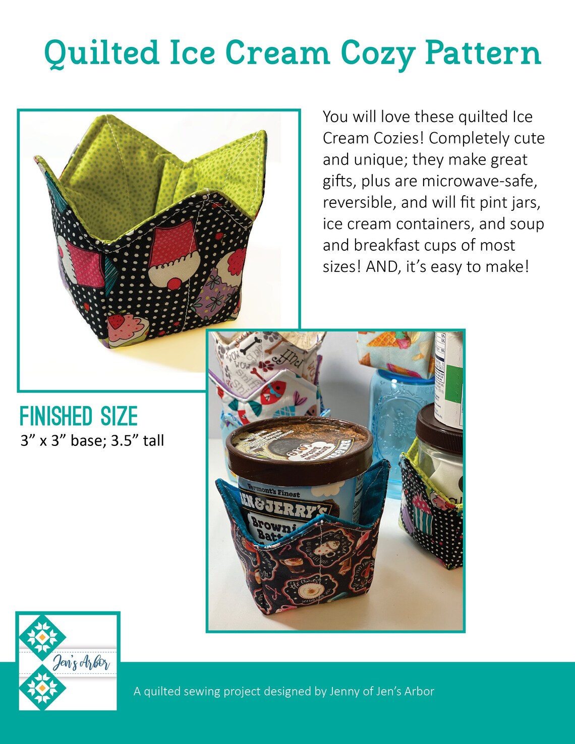 Quilted Ice Cream Cozy Pattern! - Etsy