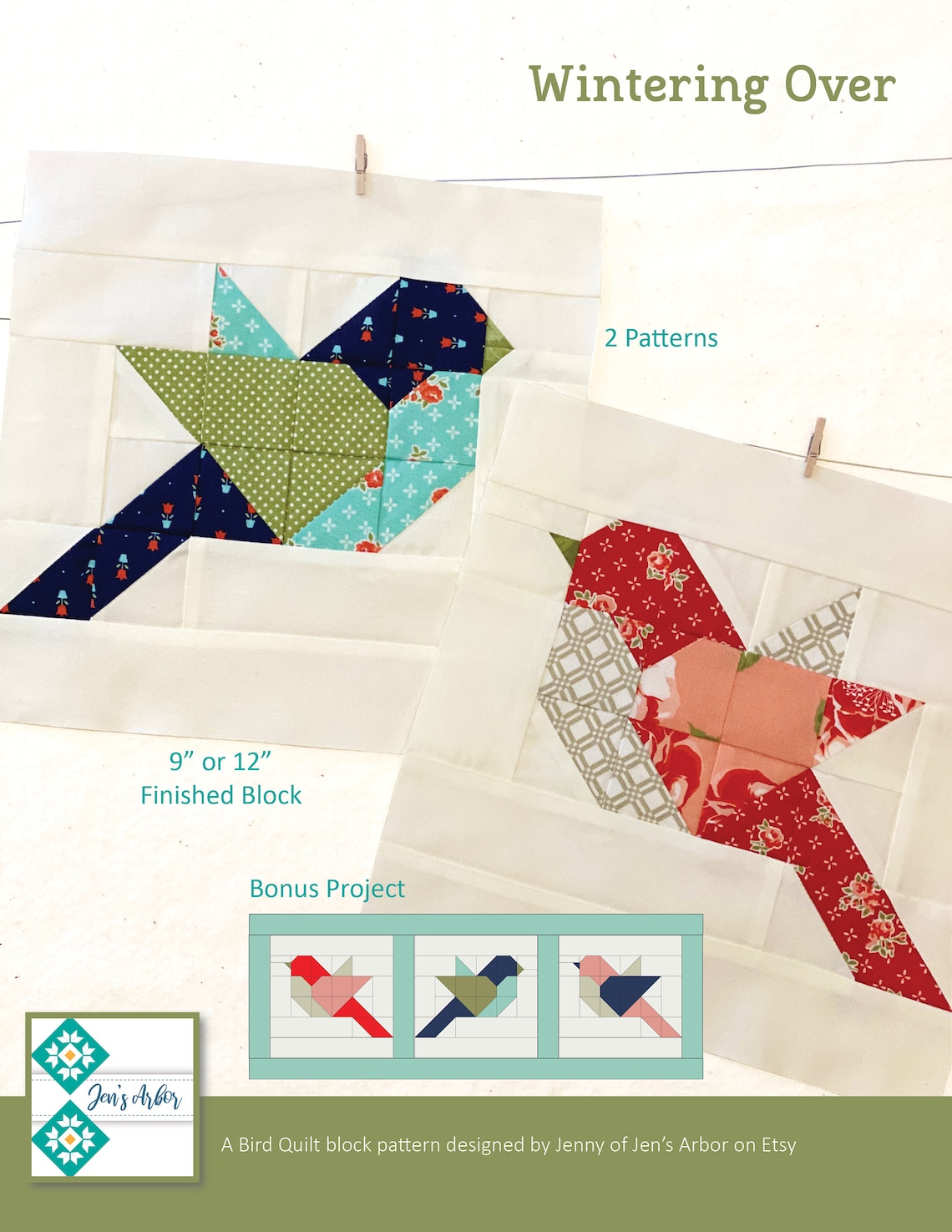 Wintering Over Bird Quilt Block Pattern Bonus Pattern - Etsy UK