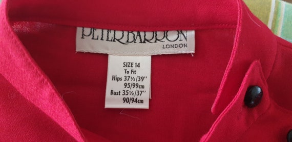 Vintage 80s Peter Barron Red Wool Funnel Neck Dress S… - Gem