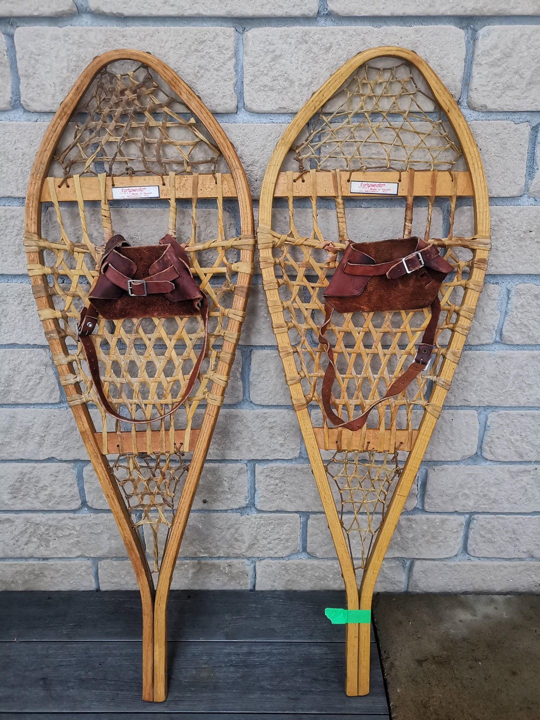 Vintage Torpedo Wooden Snowshoes, 42*14, Very Good Condition, Cleaned ...