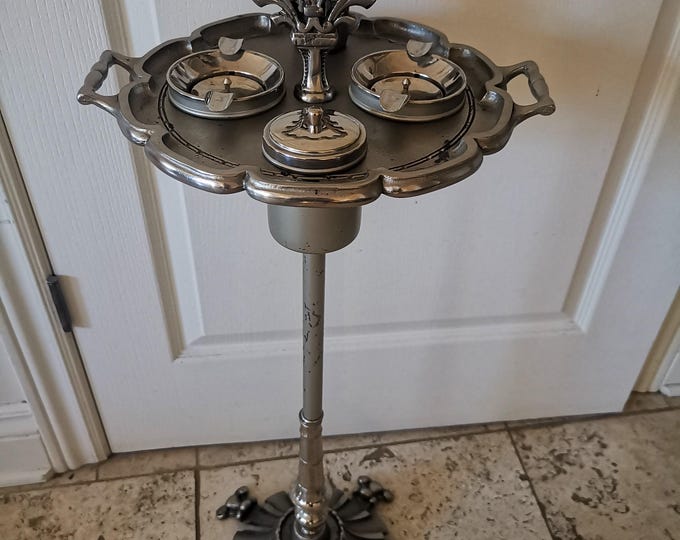 Rare Vintage Victorian Style Cast Iron Floor Standing Ashtray/3 ...