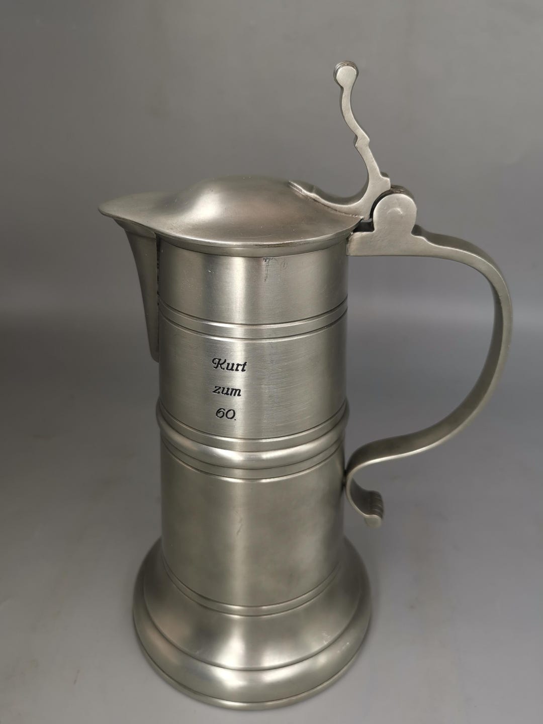 Vintage Swiss Pewter Tankard With Lid – Luzern Coat of Arms – “kurt Zum 60” Engraving – 95% Zinn ...
