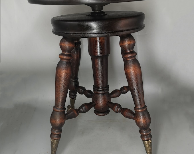 Antique Adjustable Wood Piano Stool With Glass Ball Claw Feet, H19.5 ...