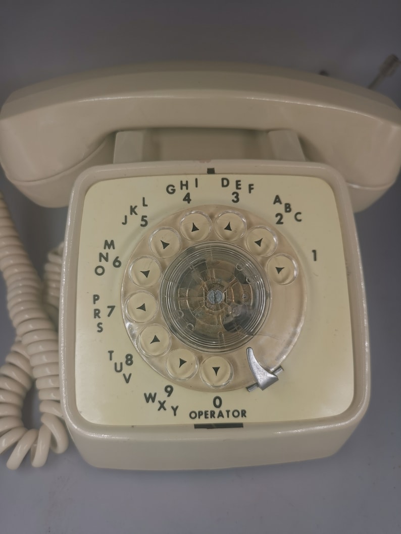 Vintage Beige GTE Automatic Electric Rotary Telephone With Red - Etsy