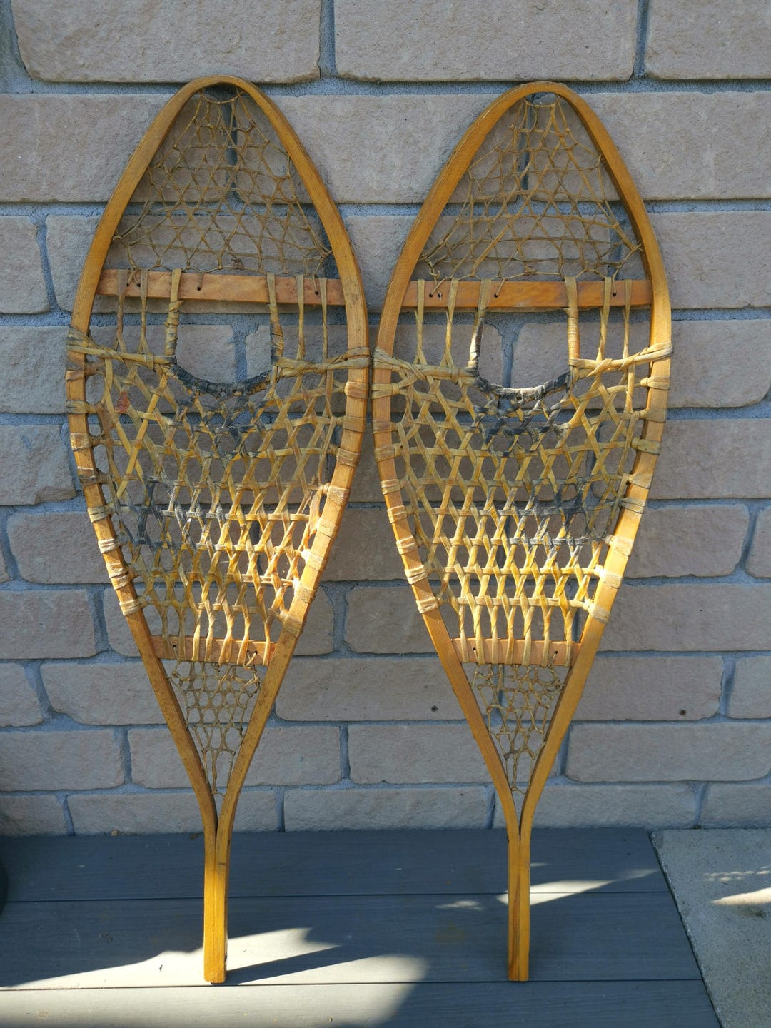 Vintage Canadian Wooden Snowshoes, 43"*14", No Binding, Good Condition ...