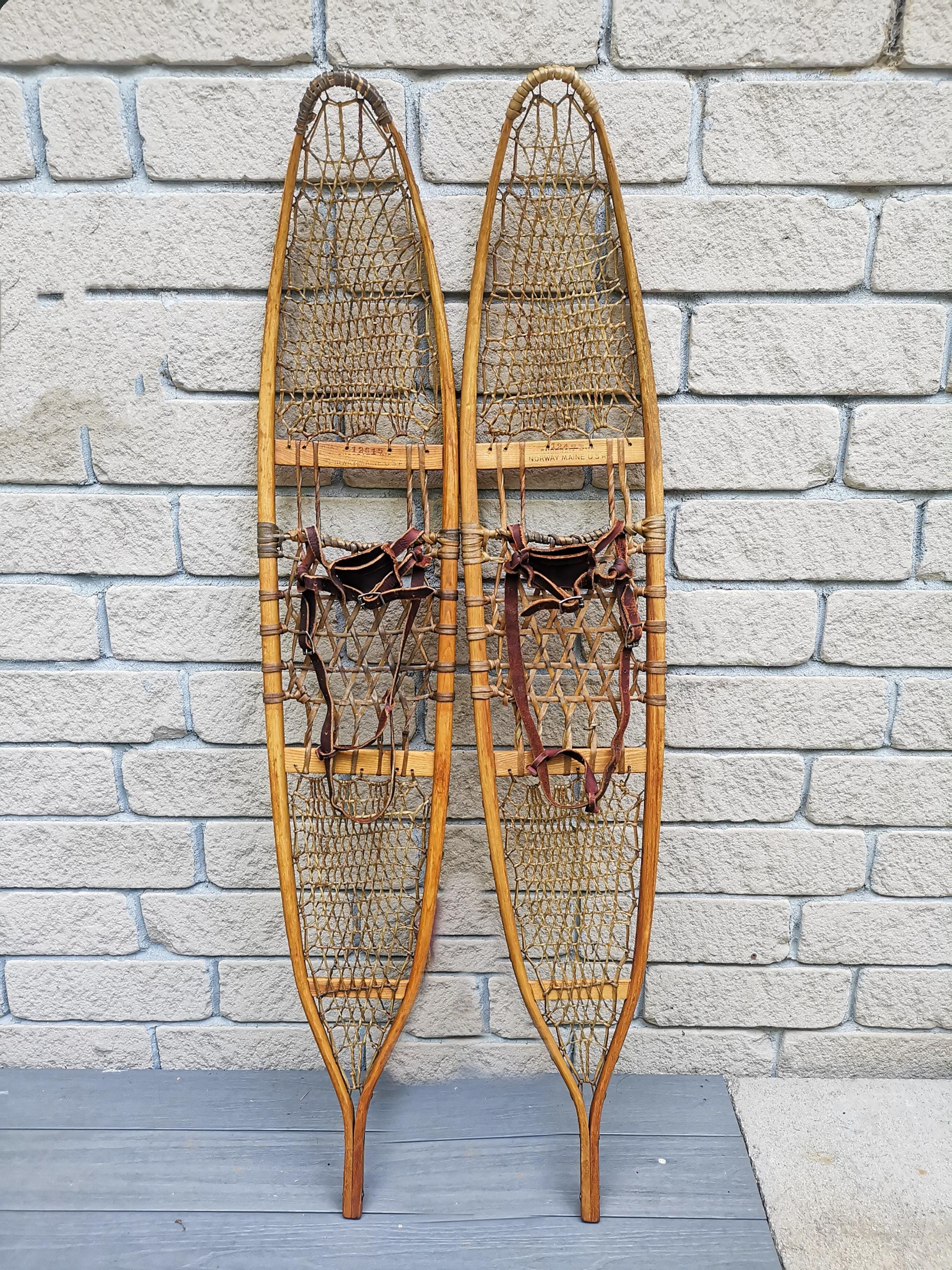 Vintage Snocraft Wooden Snowshoes, 56” X 10.5”, Norway Maine, USA ...