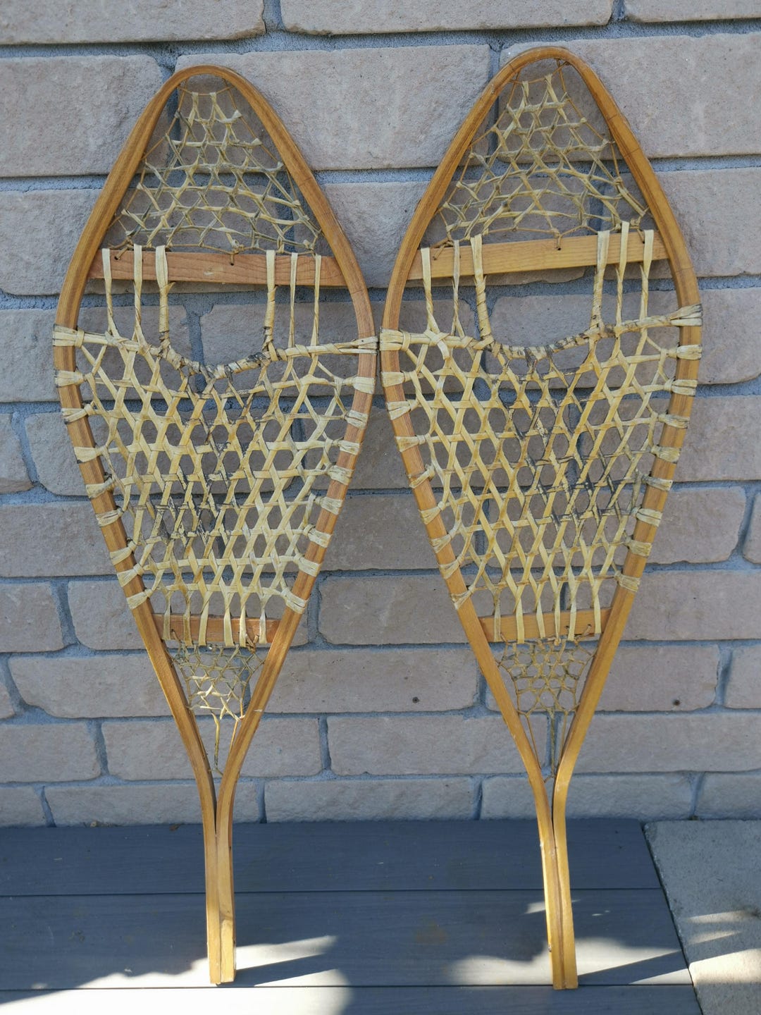 Vintage Canadian Wooden Snowshoes, 42"*14", No Binding, Good Condition ...