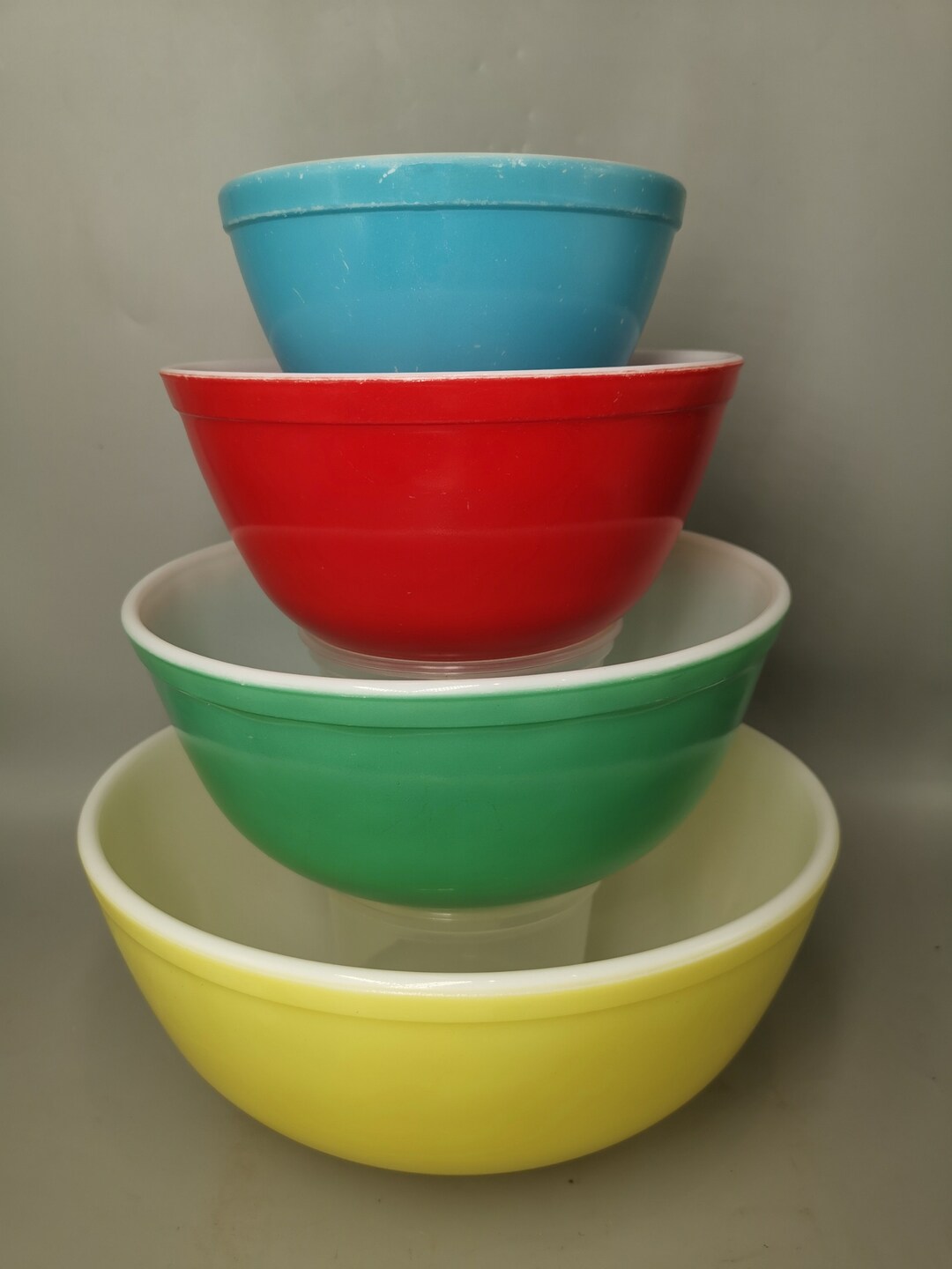 Antique Pyrex Primary Multicolor Mixing Bowls Set of 4, Good Vintage ...