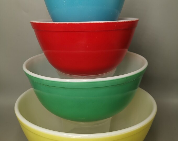 Antique Pyrex Primary Multicolor Mixing Bowls Set of 4, Good Vintage ...
