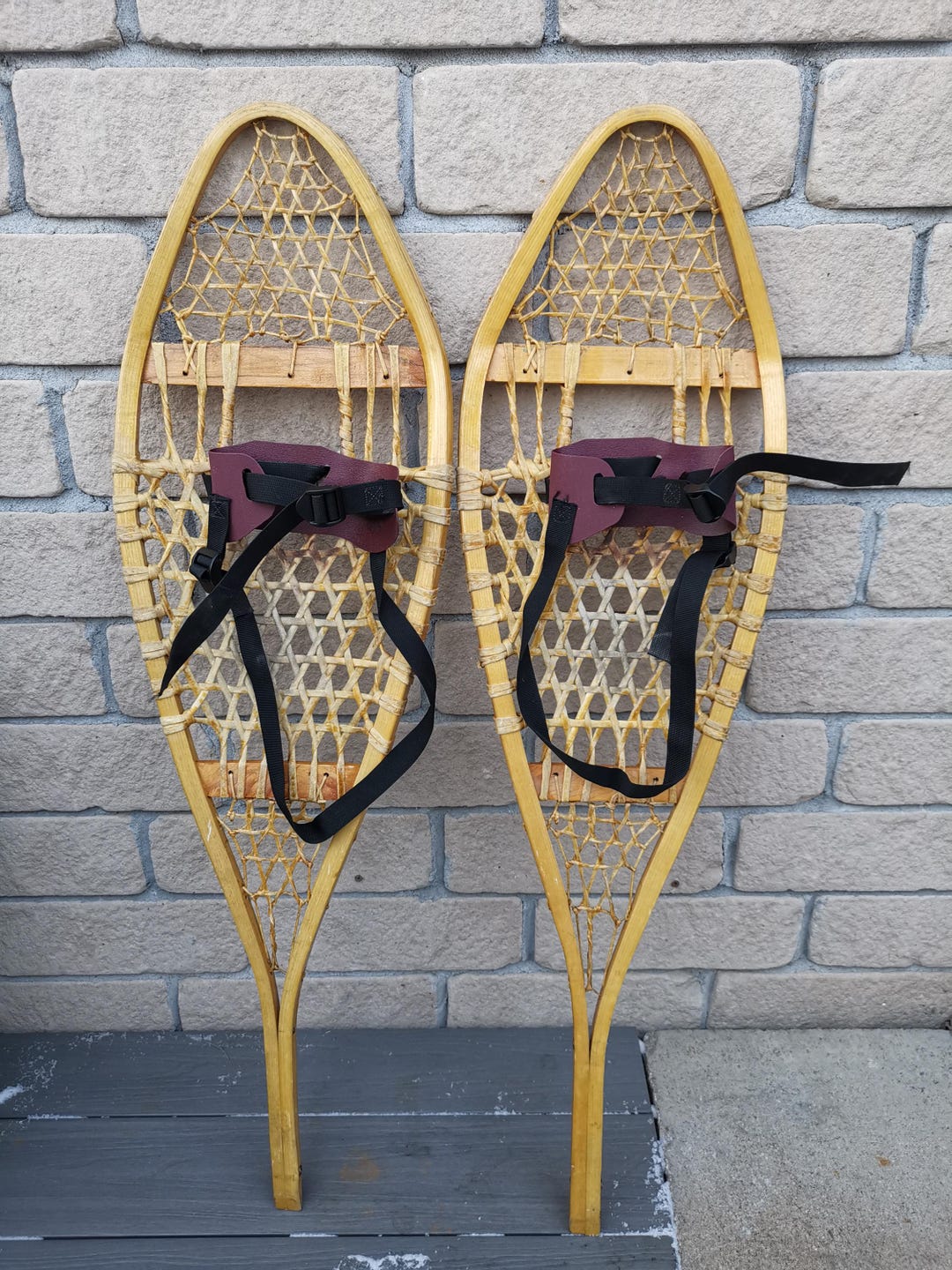 Vintage Canadian Wooden Snowshoes, 41"*12", Made by Mohawks, Quebec, in ...