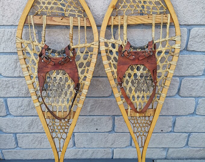 Vintage Canadian Wooden Snowshoes, 42*14, Made by Mohawks, Quebec, in ...