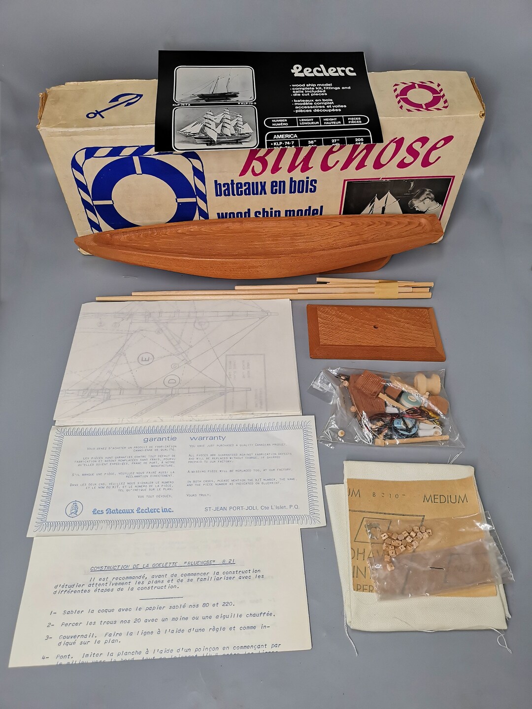 Vintage Bluenose B21 Wood Ship Model, Complete Set/never Opened ...