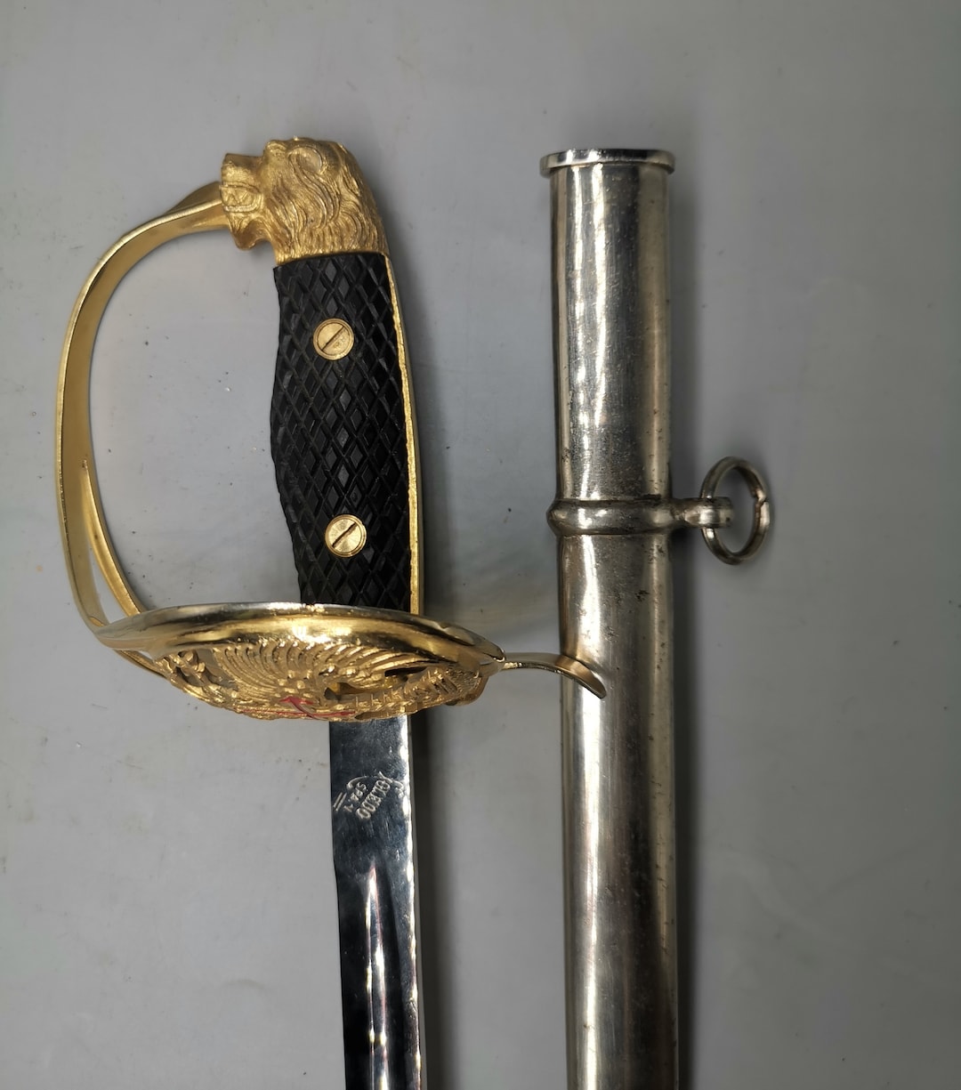 Vintage Toledo Spain Ceremonial Lion Head Handle Parade Sword Dagger ...