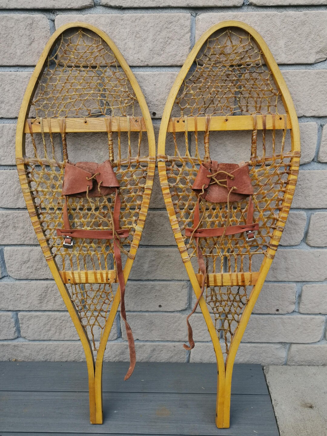 Vintage Classic Canadian Wooden Snowshoes, 41.5"*14", Huron, Very Good ...