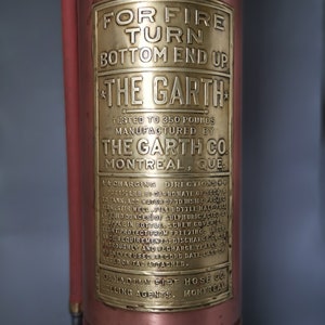 Vintage Garth Brass &copper Fire Extinguisher, 24.57.25, the Garth Co ...