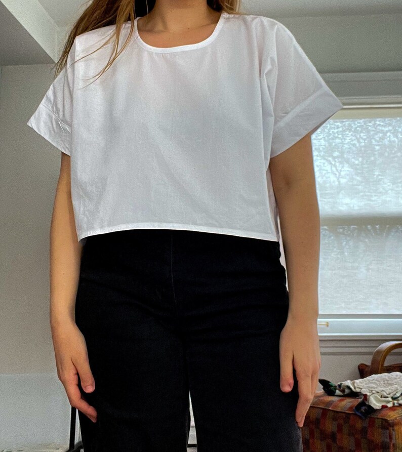 Boxy Crop Top Sewn to Order Everyday Cotton Blouses - Etsy