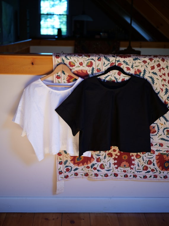 Boxy Crop Top Sewn to Order Everyday Cotton Blouses | Etsy