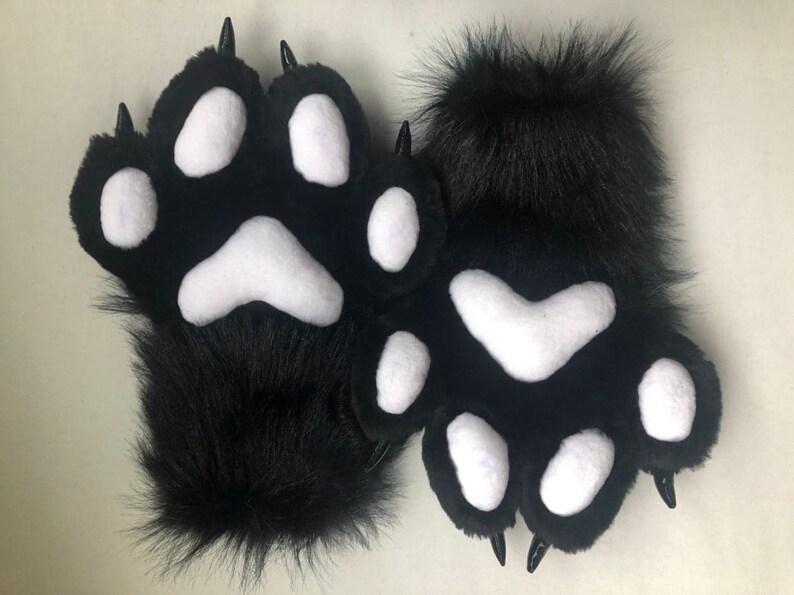 Black White Fur Paws With Claws Fursuit Hand Paws Cat Paws | Etsy