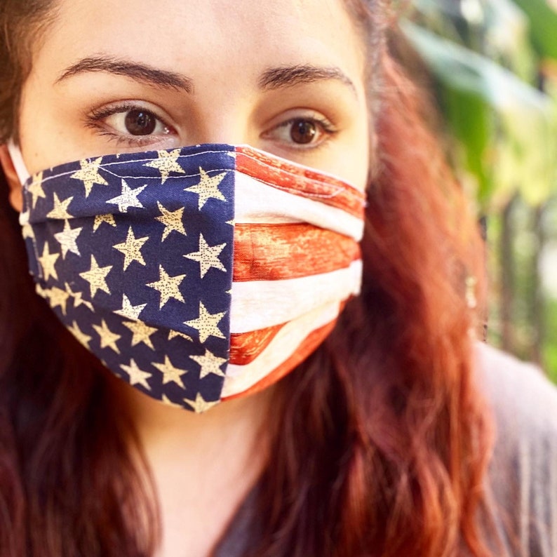 Patriotic American Flag Adult Face Mask Two Toned | Etsy
